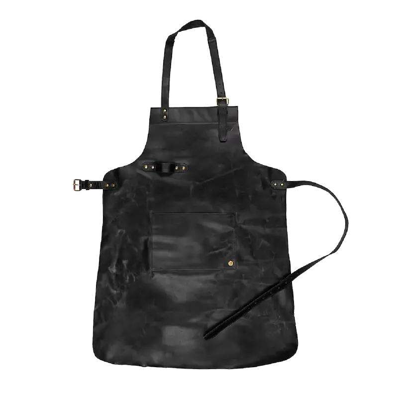 Sleek Black Leather Utility Apron - Saintstag